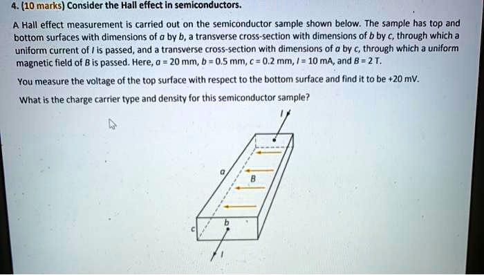 4. (10 marks) Consider the Hall effect in semiconductors. A Hall effect ...