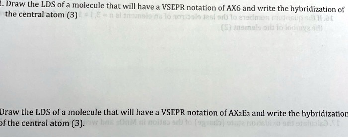 SOLVED: Draw the LDS ofa molecule that will have VSEPR notation of AX6 and write the ...