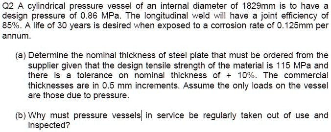 design of cylindrical pressure vessel with semi ellipsoidal ends q2 a ...