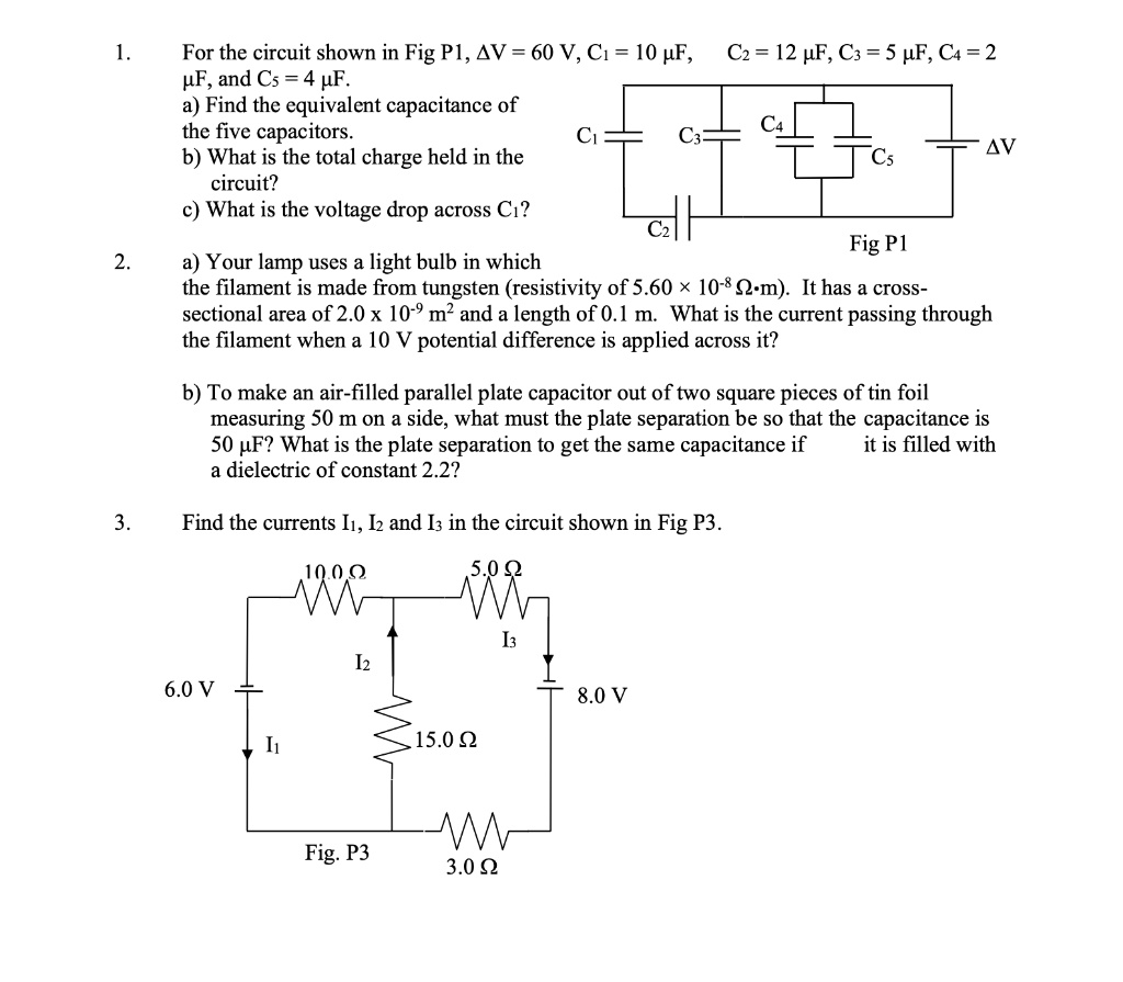 SOLVED: For the circuit shown in Fig Pl, AV = 60 V, C1 = 10 pF, and Cs = 4 pF. a) Find the ...
