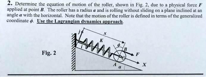 2. Determine the equation of motion of the roller, shown in Fig. 2, due ...