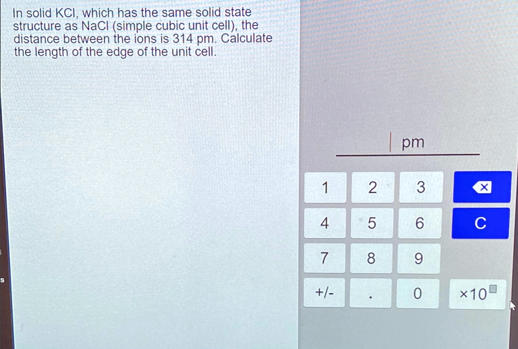 SOLVED: In solid KCl, which has the same solid state structure as NaCl ...