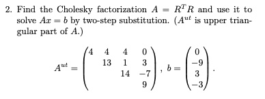 find the cholesky factorization r r and use it to solve az by two step ...