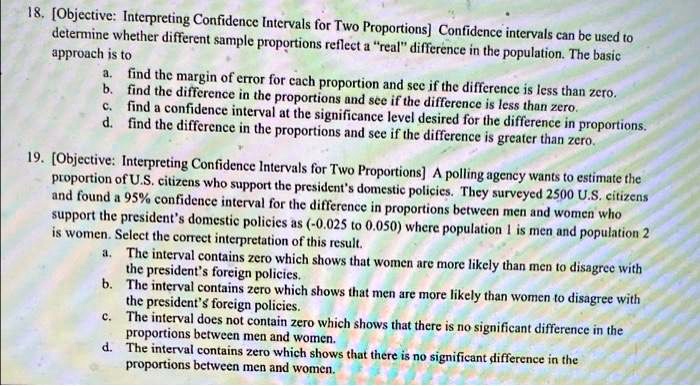 SOLVED: 18. [Objective: Interpreting Confidence Intervals for Two ...