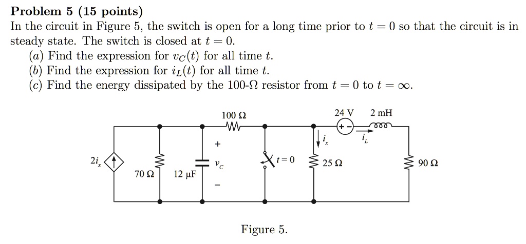 SOLVED: Problem 5 (15 points) In the circuit in Figure 5, the switch is ... SOLVED: Problem 5 (15 points) In the circuit in Figure 5, the switch is ...