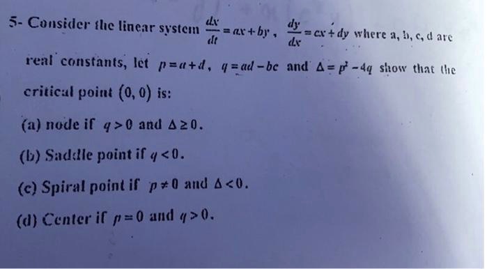 consider tlte linear systemn rby dx crdy where 4h6d di ate renl ...