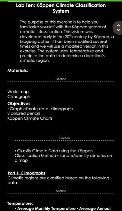 lab ten koppen climate classification system the purpose of this ...