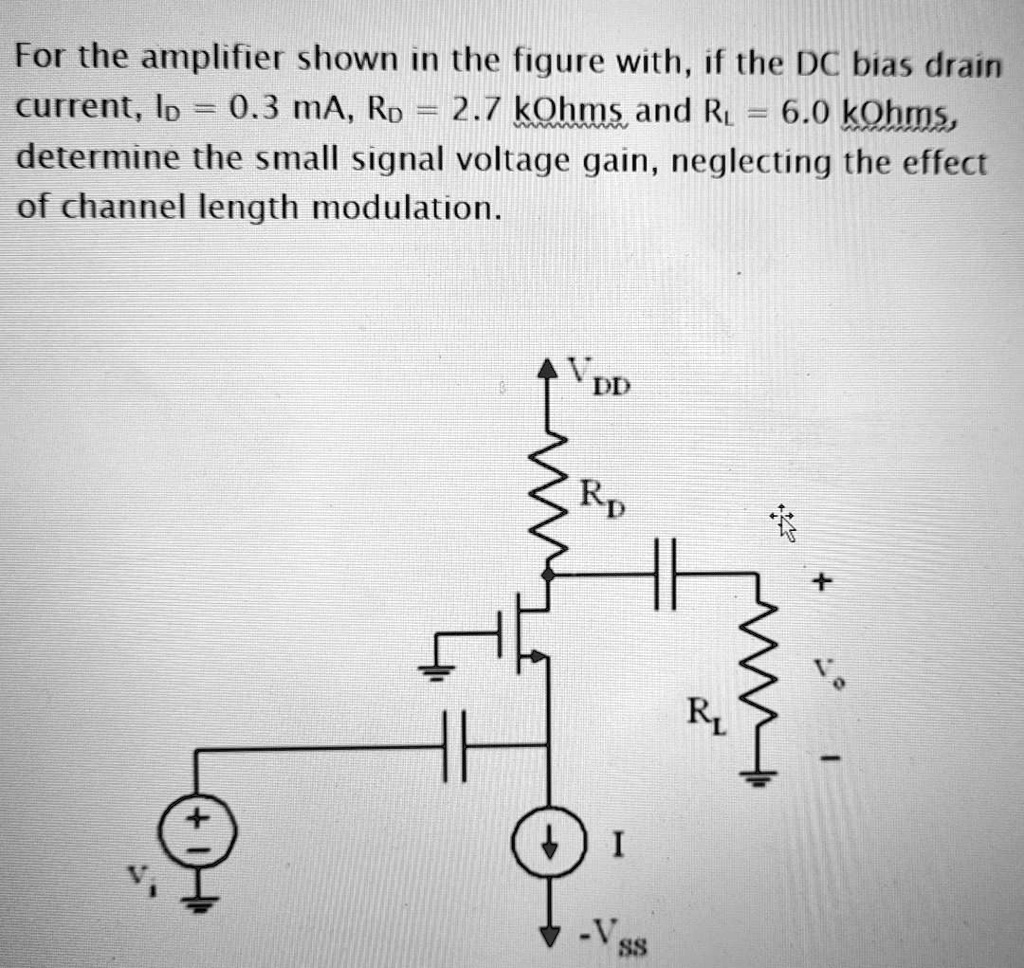 SOLVED: For the amplifier shown in the figure, if the DC bias drain ...