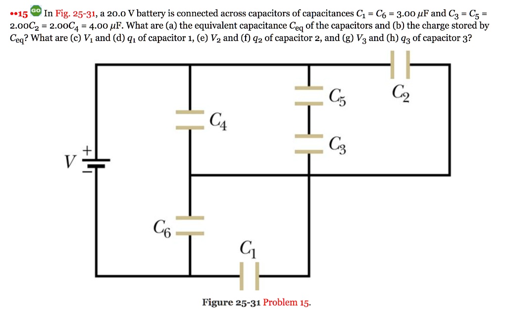 15 in fig 25 31a 200 vbattery is connected across capacitors of capacitances c1 c6 300 pf and c3 ...