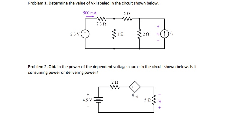 SOLVED: Problem 1: Determine the value of Vx labeled in the circuit shown below. Problem 2 ...