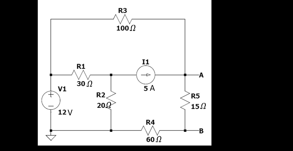 SOLVED: Find Thevenin's equivalent circuit across terminals A and B of the circuit shown in ...