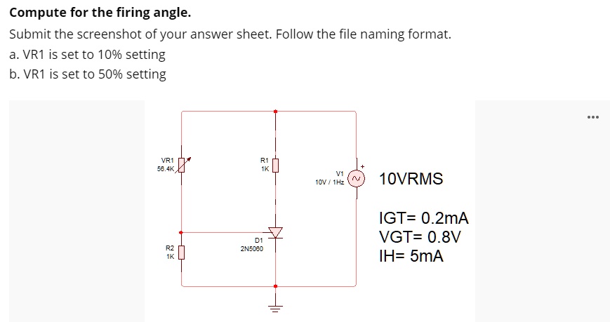 Compute for the firing angle. Submit the screenshot of your answer ...