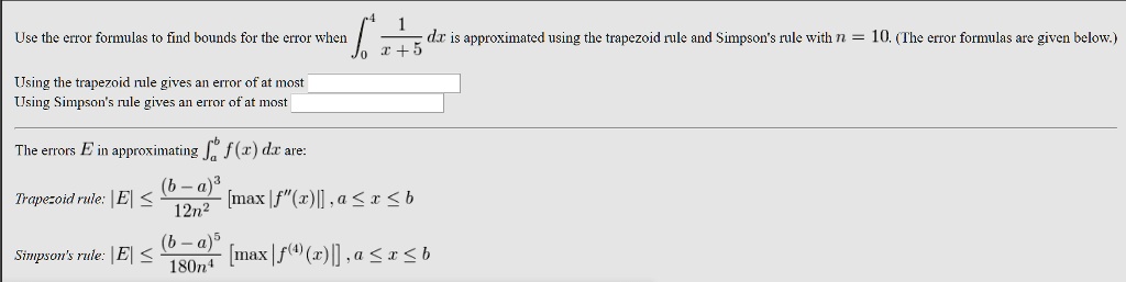 Solved Use The Error Formulas To Find Bounds For The Error When Dz Is Approximated Using The