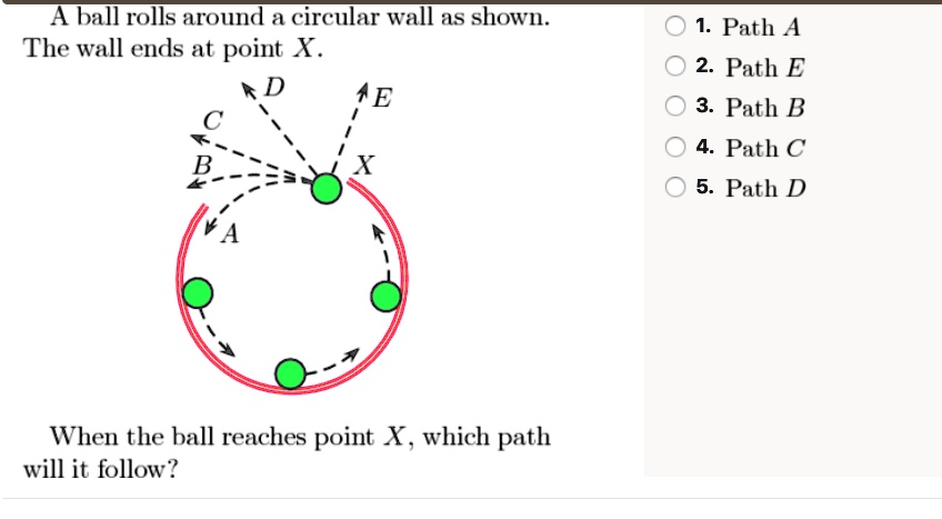 aball rolls around a circular wall as shown the wall ends at point x 1 ...