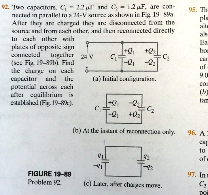 SOLVED: 92. Two capacitors, C; =22pF and Cz 1.2 pF, are con- nected in ...