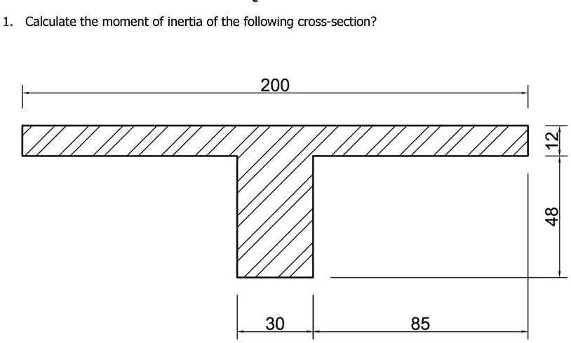 Calculate the moment of inertia of the following cross-section? 200 30 85