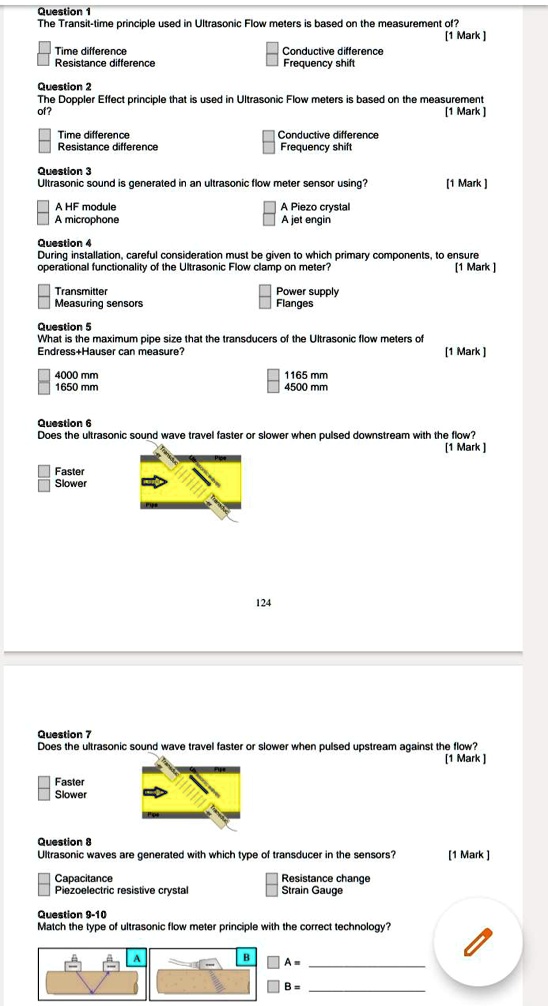 question 1 the transit time principle used in ultrasonic flow meters is ...
