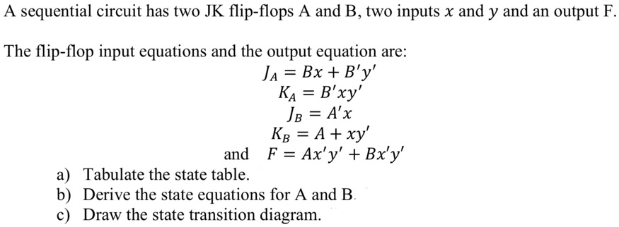 Solved A Sequential Circuit Has Two Jk Flip Flops A And B Two Inputs X And Y And An Output F 2336