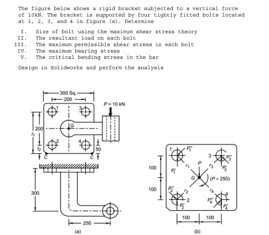 SOLVED: The figure below shows a rigid bracket subjected to a vertical ...