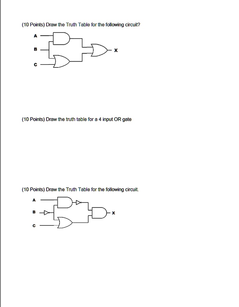 SOLVED: Draw the truth tables... (10 Points) Draw the Truth Table for the following circuit? (10 ...
