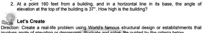 SOLVED: a point 160 feet from building; and in a horizontal line inits ...