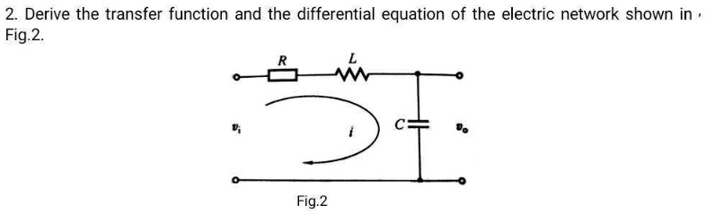 2. Derive the transfer function and the differential equation of the electric network shown in ...