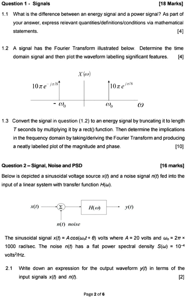 Question 1 Signals [18 Marks] 1.1 What is the difference between an ...