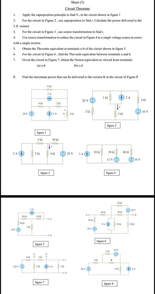 Sheet (3) Circuit Theorems 1. Apply the superposition principle to find Vo in the circuit shown ...