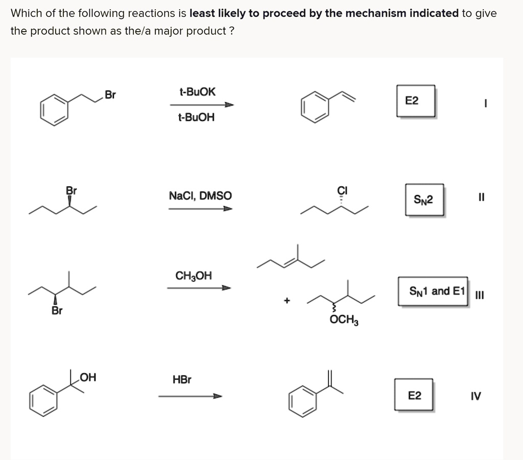 which of the following reactions is least likely to proceed by the ...