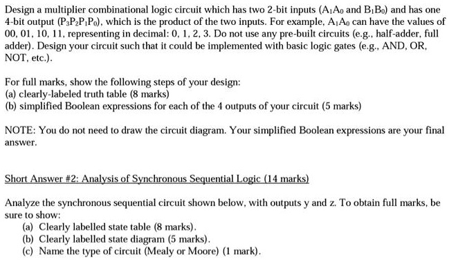 Solved Design A Multiplier Combinational Logic Circuit Which Has Two 2 Bit Inputs Aao And Bbo