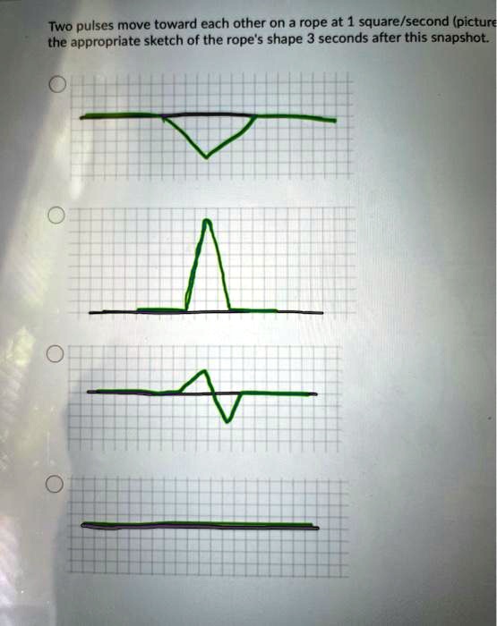 SOLVED: Two pulses move toward each other on a rope at 1 square/second ...