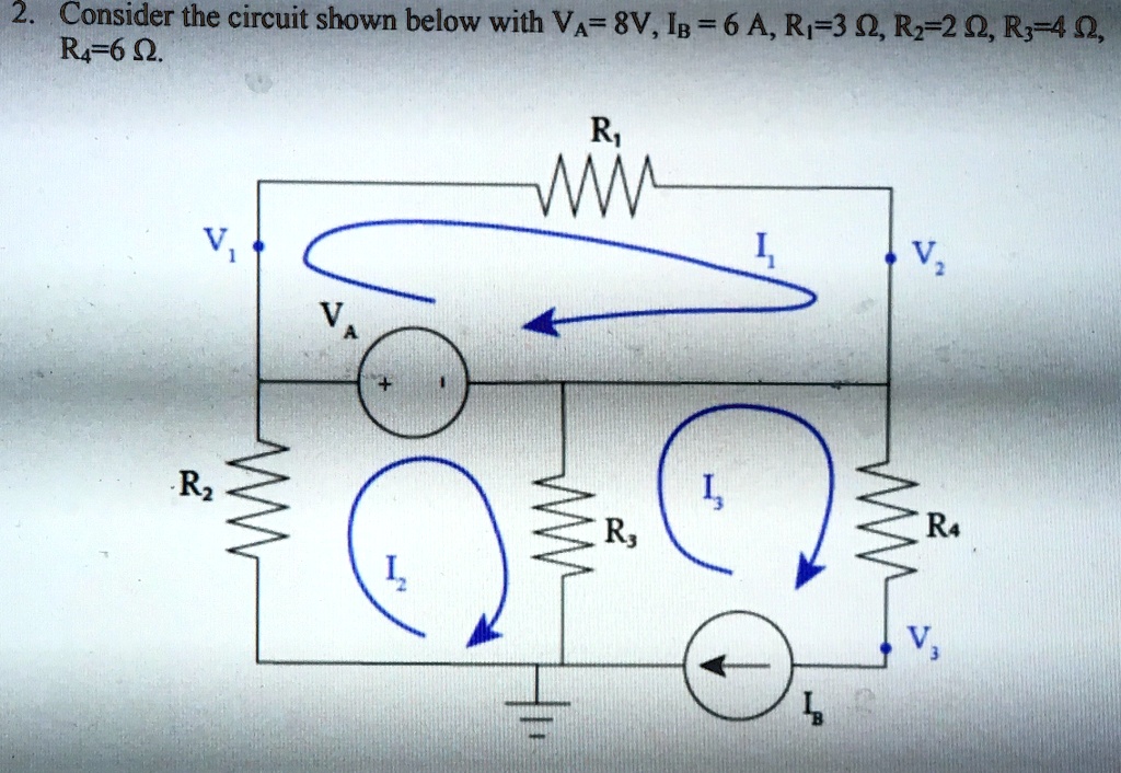 SOLVED: a. Write the loop equations. b. Solve for the loop currents: I1, I2, I3. c. Calculate ...