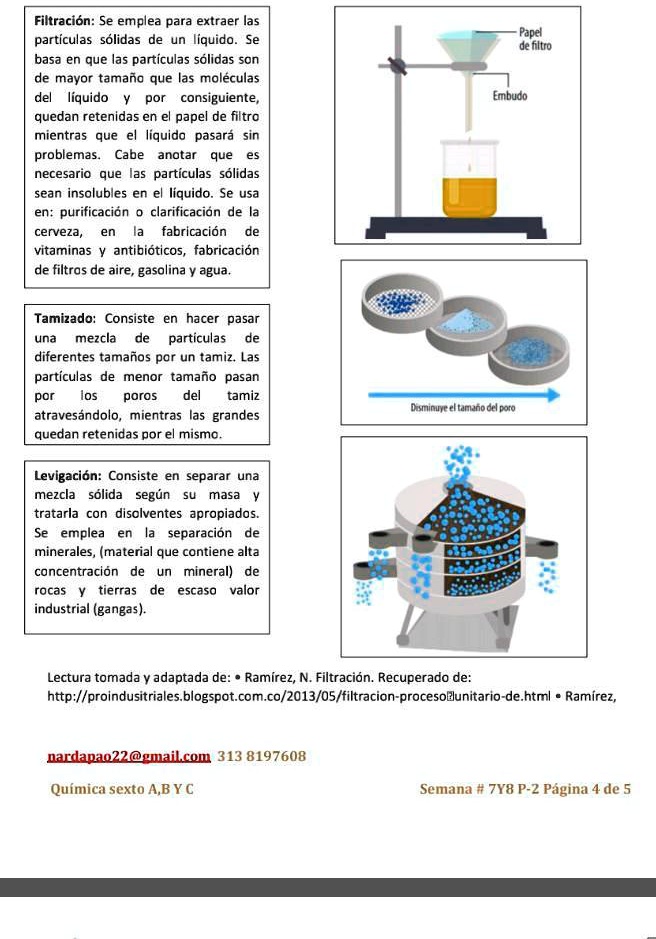 SOLVED: esta es otra parte de la lectura de el cuadro de química ...