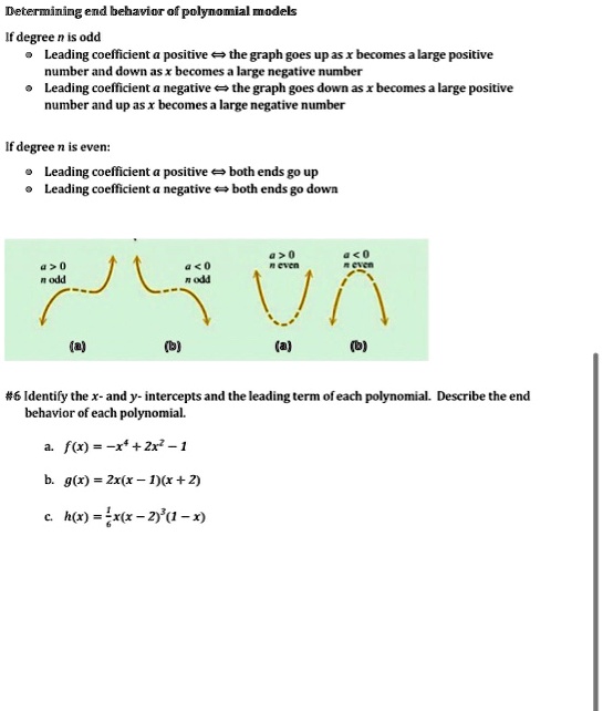 SOLVED:Determining end bebavior polynomial madels If degree _ odd ...