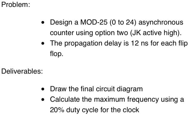 Problem: Design a MOD-25 (0 to 24) asynchronous counter using option ...