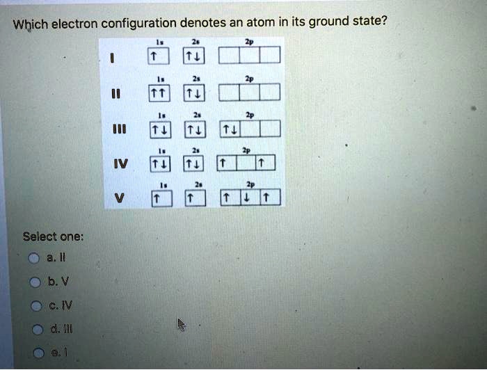 which electron configuration denotes a atom in its ground state select ...