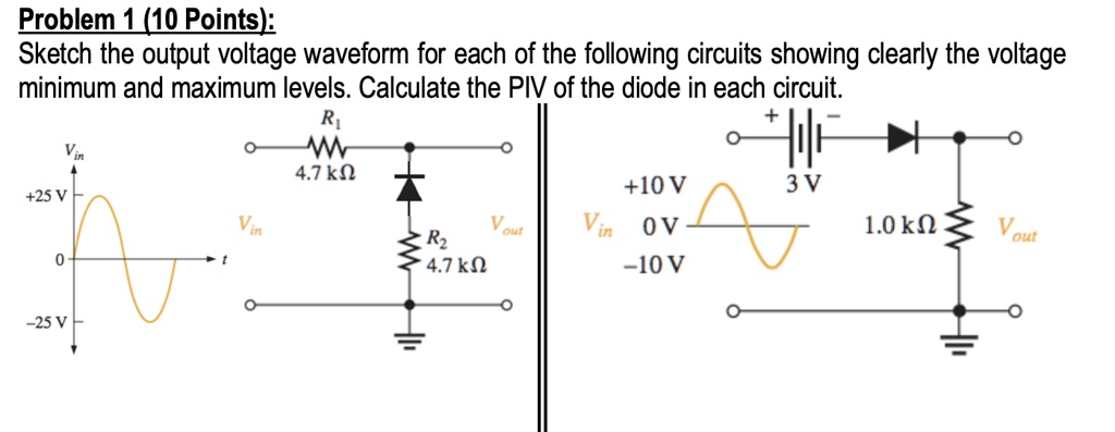 SOLVED: Problem 1 (10 Points): Sketch the output voltage waveform for each of the following ...