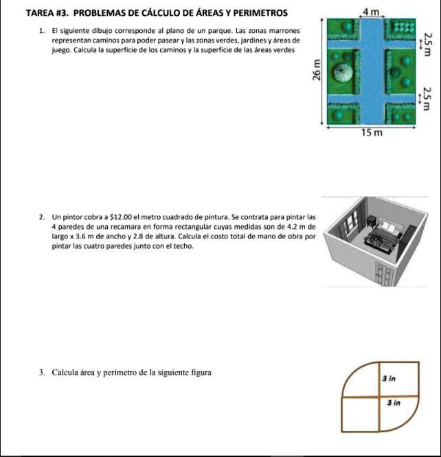ayudaaa doy 30 puntos tarea 3 problemas de calculo de areas y ...