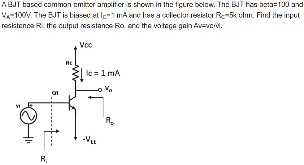 SOLVED: Please help with the following: A BJT-based common-emitter amplifier is shown in the ...
