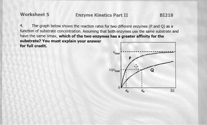 SOLVED: Worksheet 5 Enzyme Kinetics Part II BI218 The graph below shows ...