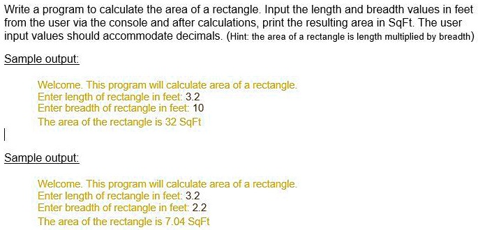 SOLVED: Java program coding Write a program to calculate the area of a ... SOLVED: Java program coding Write a program to calculate the area of a ...