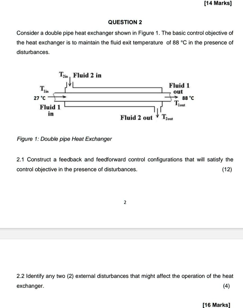 QUESTION 2 Consider a double pipe heat exchanger shown in Figure 1. The ...