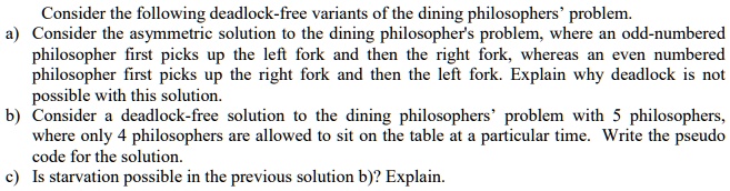 SOLVED: Texts: Consider the following deadlock-free variants of the ...
