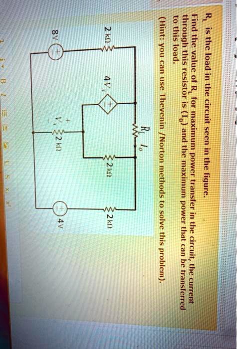 R? is the load in the circuit seen in the figure. Find the value of R? for maximum power ...