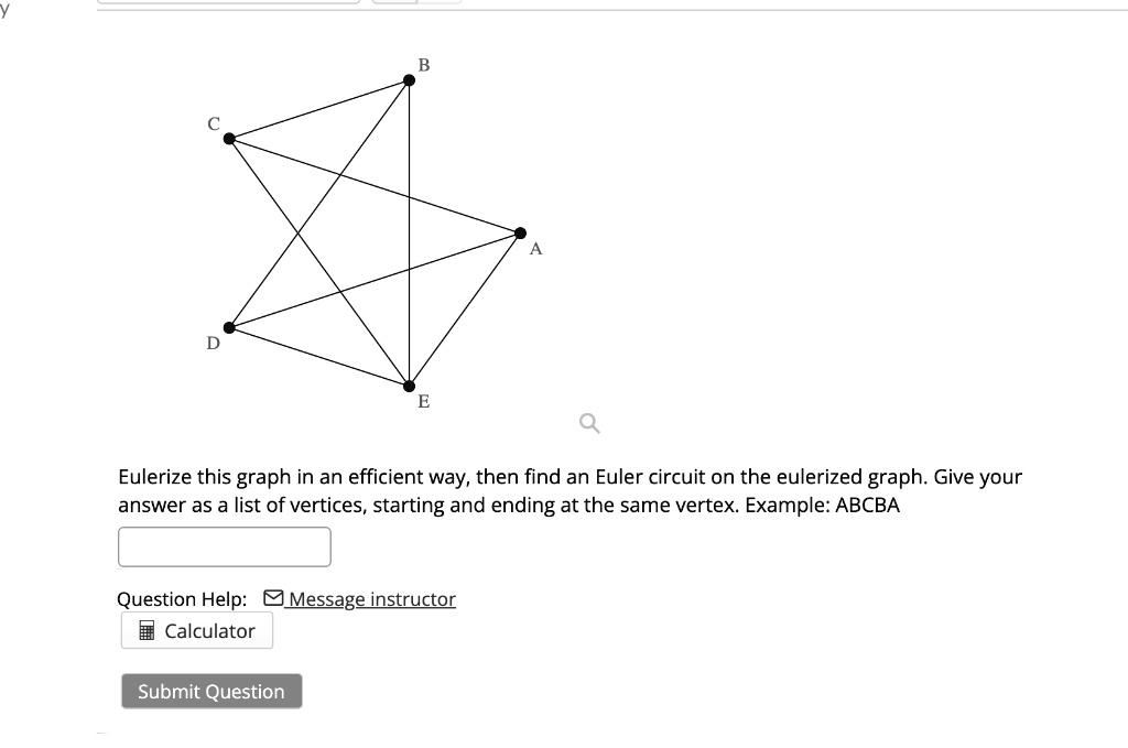 Solved Eulerize This Graph In An Efficient Way Then Find An Euler Circuit On The Eulerized