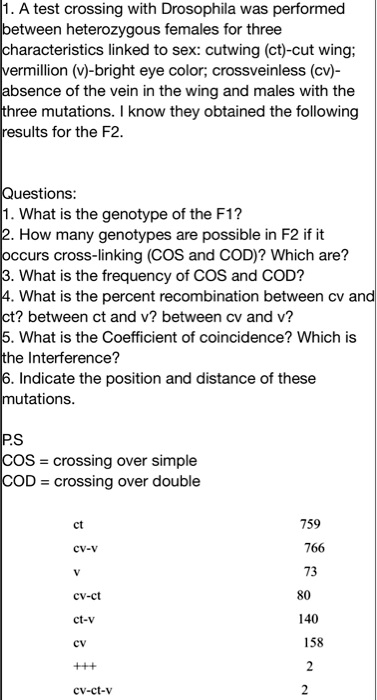 1 a test crossing with drosophila was performed between heterozygous ...