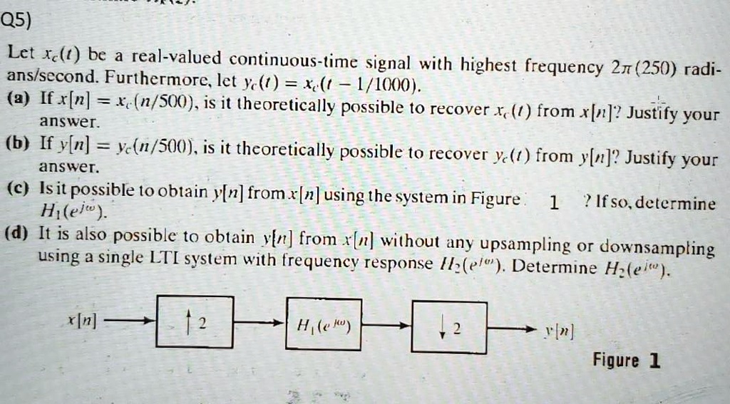 Q5) Let xc(t) be a real-valued continuous-time signal with highest ...