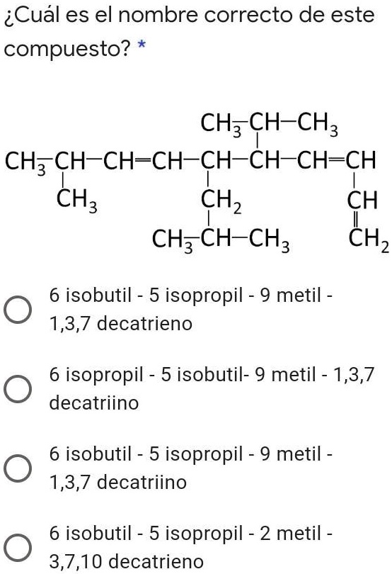SOLVED: ¿Cuál es el nombre correcto de este compuesto? * ayuda iCuál es el nombre correcto de ...