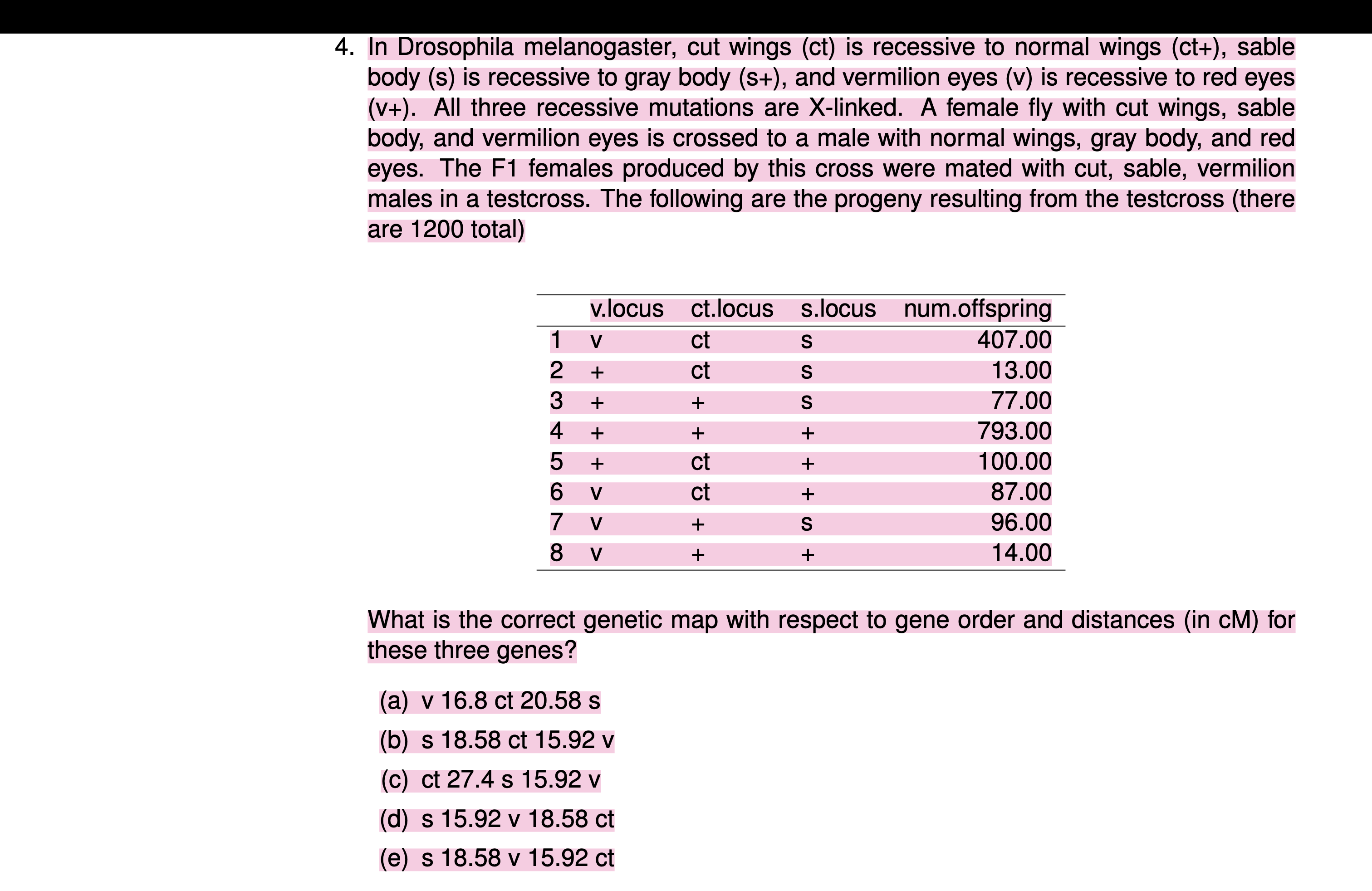 SOLVED: 4. In Drosophila melanogaster, cut wings (ct) is recessive to ...