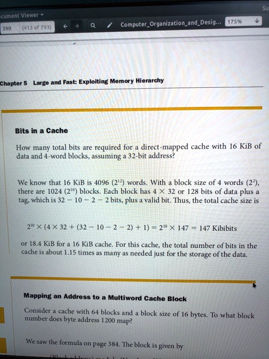 could someone explain to me how 16 kib is 4096 words and how they get the number of blocks i am ...
